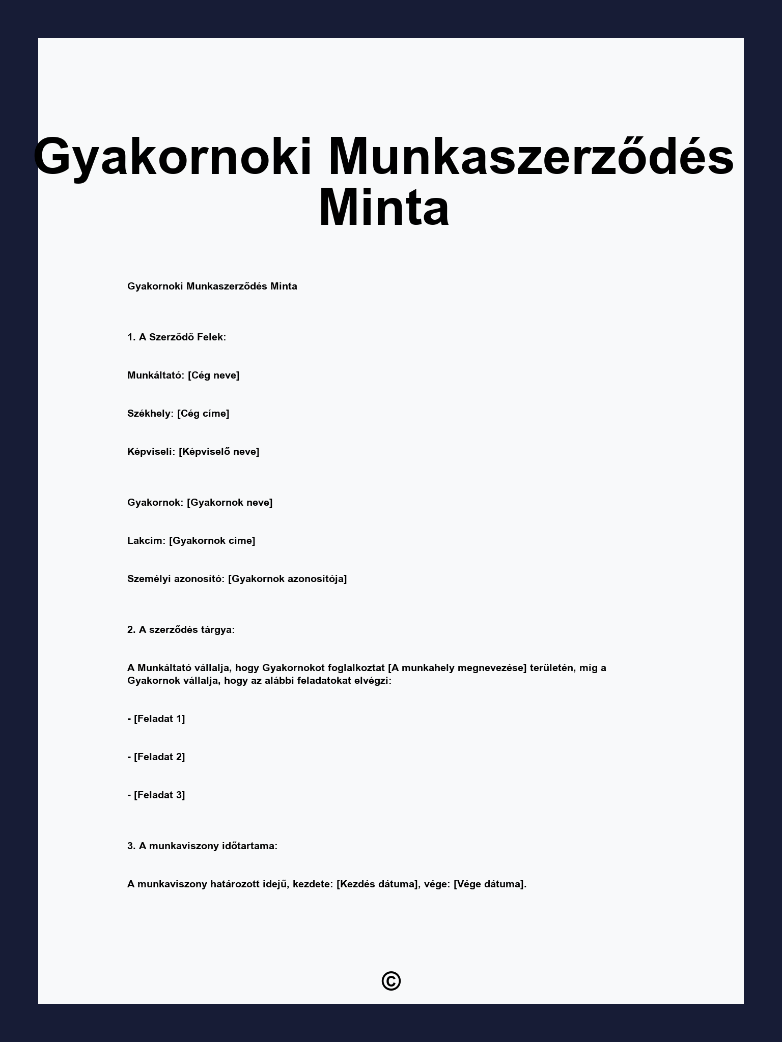 Gyakornoki Munkaszerződés Minta