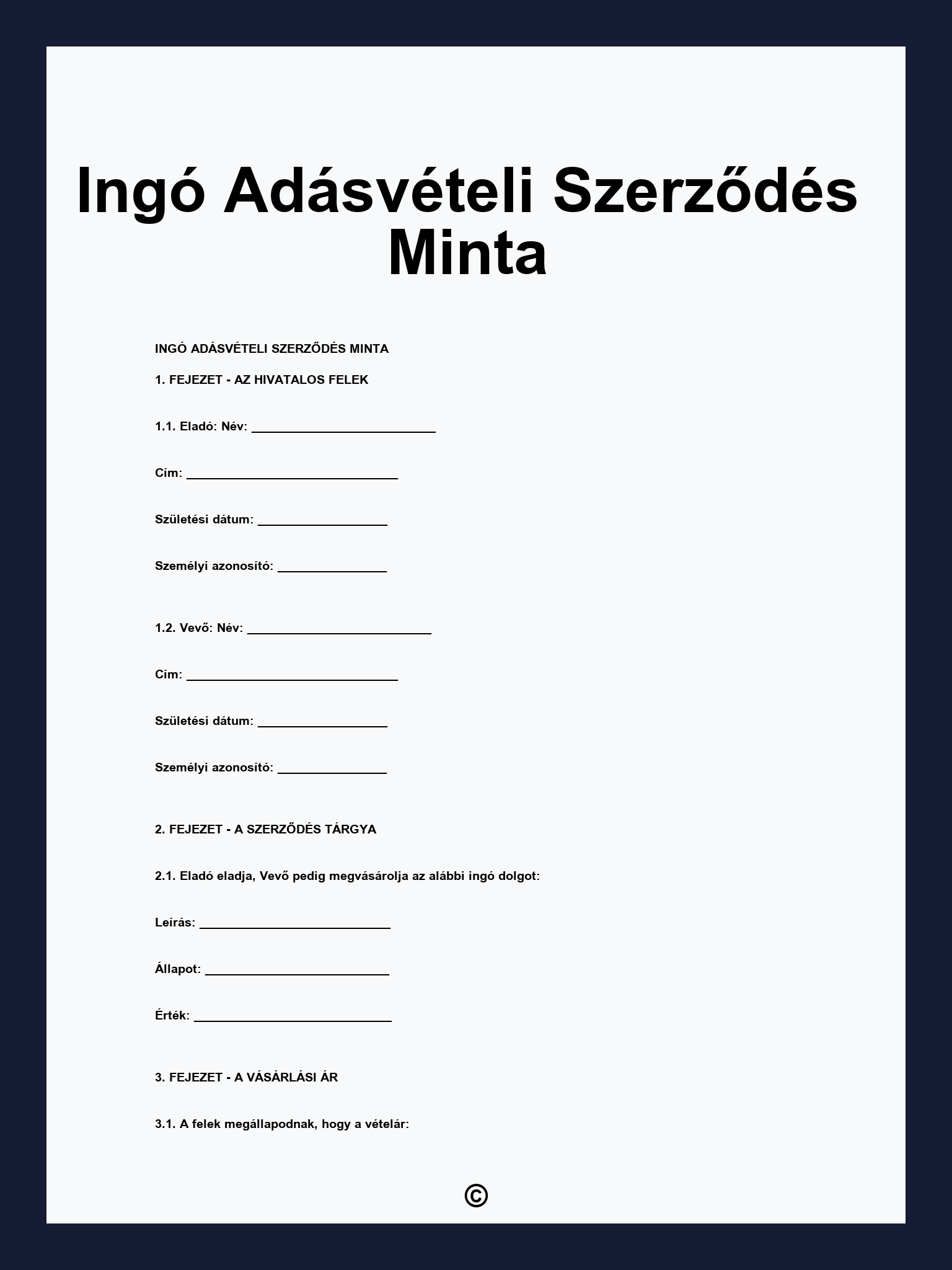 Ingó Adásvételi Szerződés Minta