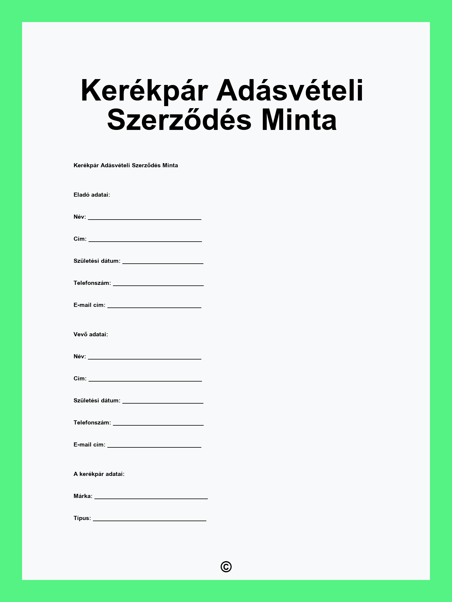 Kerékpár Adásvételi Szerződés Minta