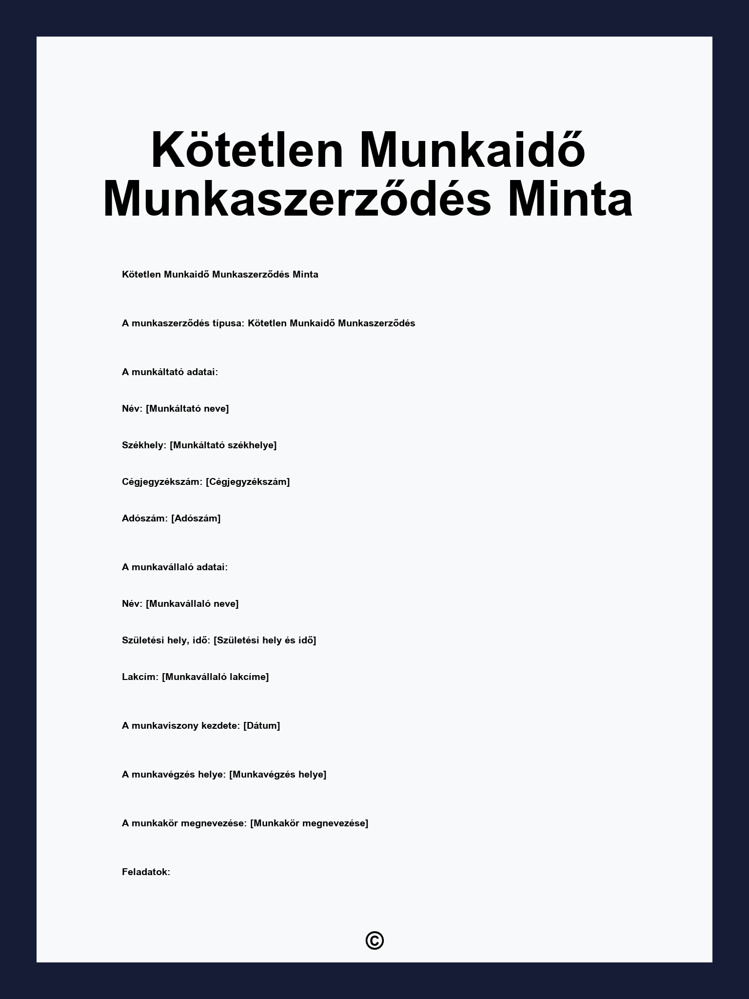 Kötetlen Munkaidő Munkaszerződés Minta
